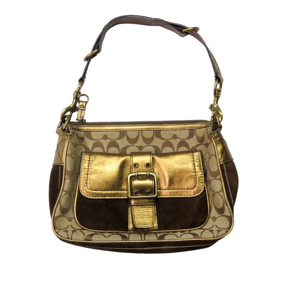 Coach | Bags | Y2k Coach Signature Jacquard Logo Hobo Shoulder Bag With ...